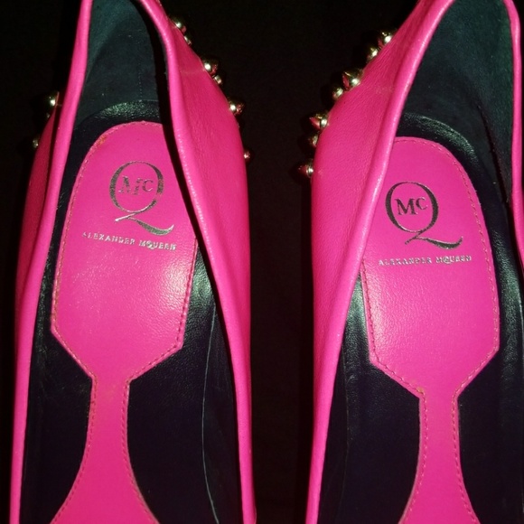 Alexander McQueen | Shoes | Alexander Mcqueen Studded Neon Pink Pumps ...